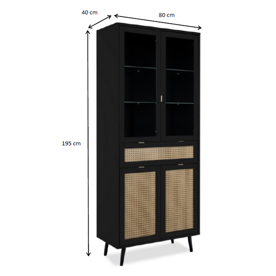Xienna Wooden Display Cabinet In Black And Natural Braid Effect ...