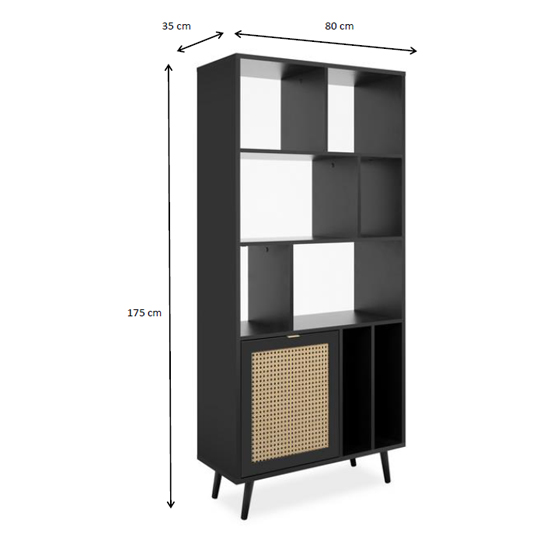 Xienna Wooden Shelving Unit In Black And Natural Braid Effect | FiF