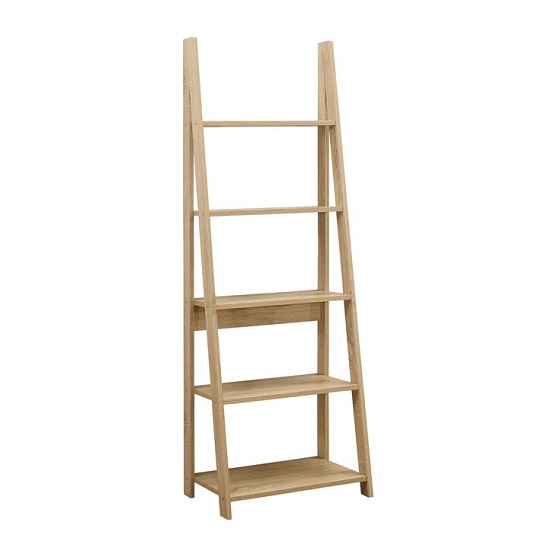Yoder Wooden Ladder Bookcase In Oak With 5 Shelves_2