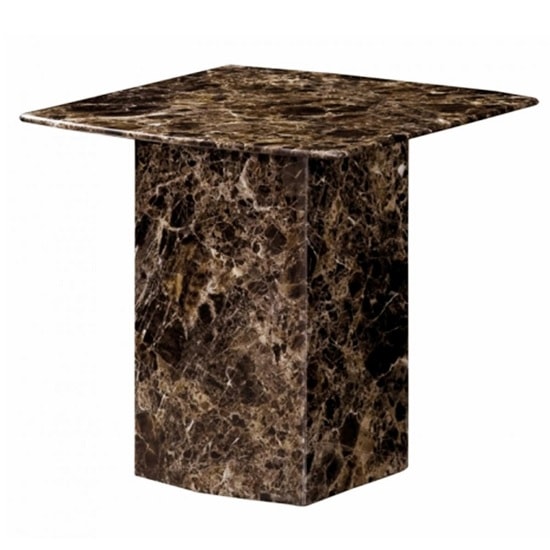 Kaawa Contemporary Marble Lamp Table Square In Brown | Furniture in Fashion
