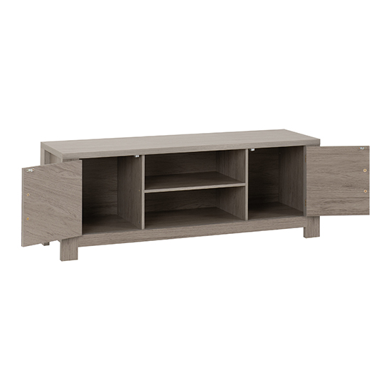 Zino Wooden TV Stand With 2 Doors In Grey Wood Grain | Furniture in Fashion