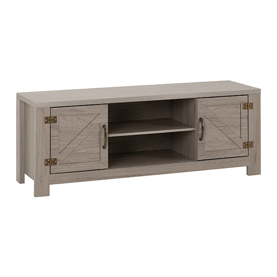 Zino Wooden TV Stand With 2 Doors In Grey Wood Grain | Furniture in Fashion